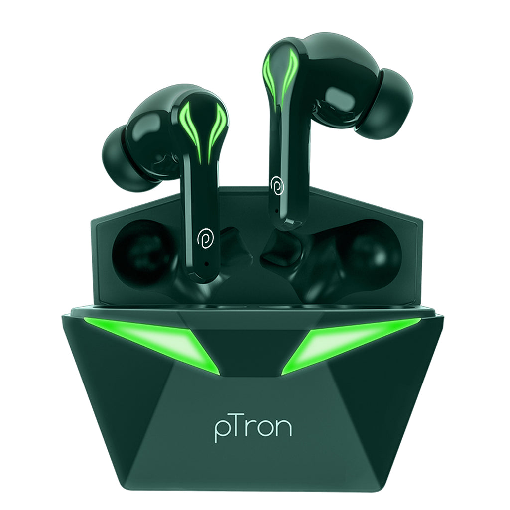 pTron Basspods Quest TWS Earbuds (Green) - pTron India