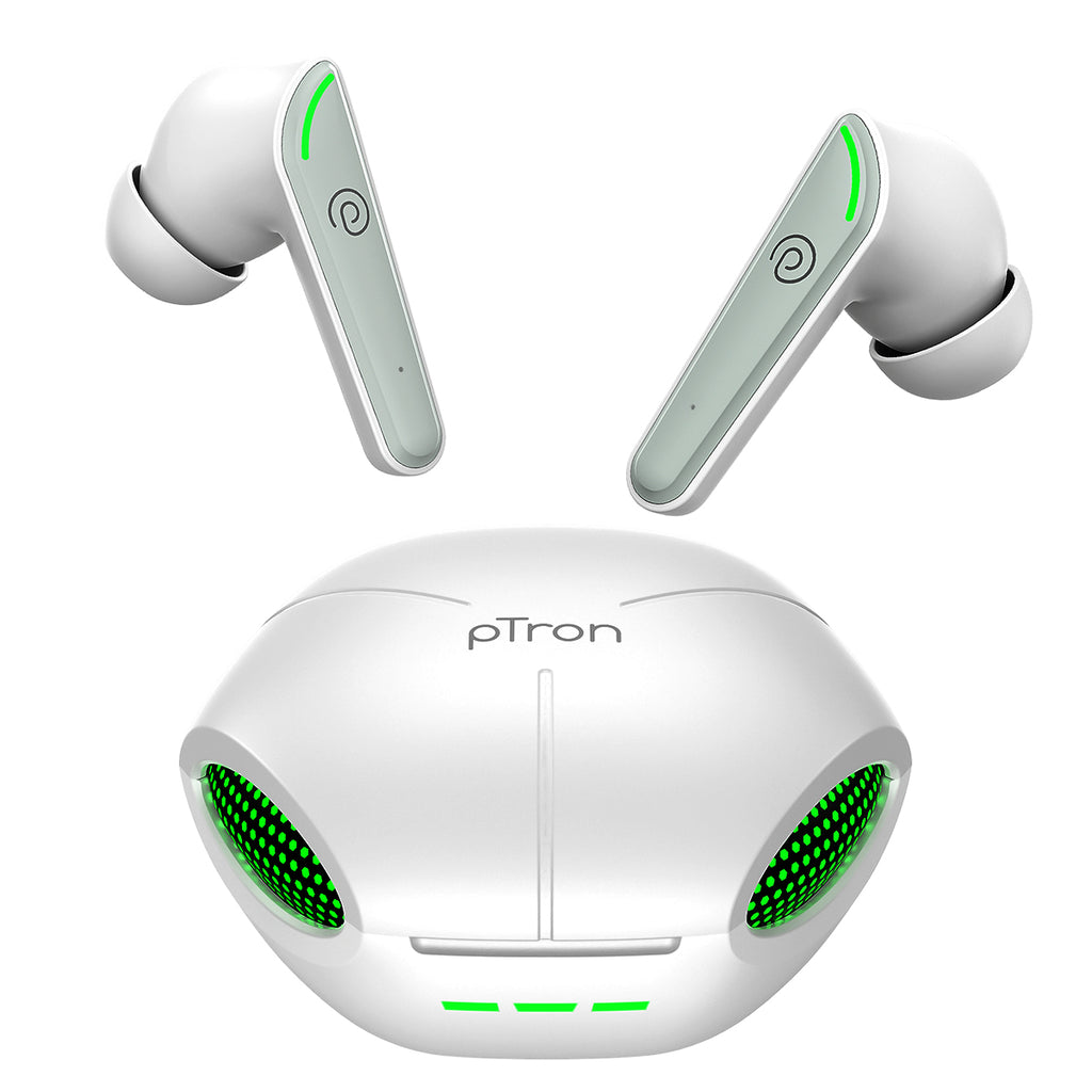 pTron Bassbuds Viper TWS Earbuds (White) - pTron India