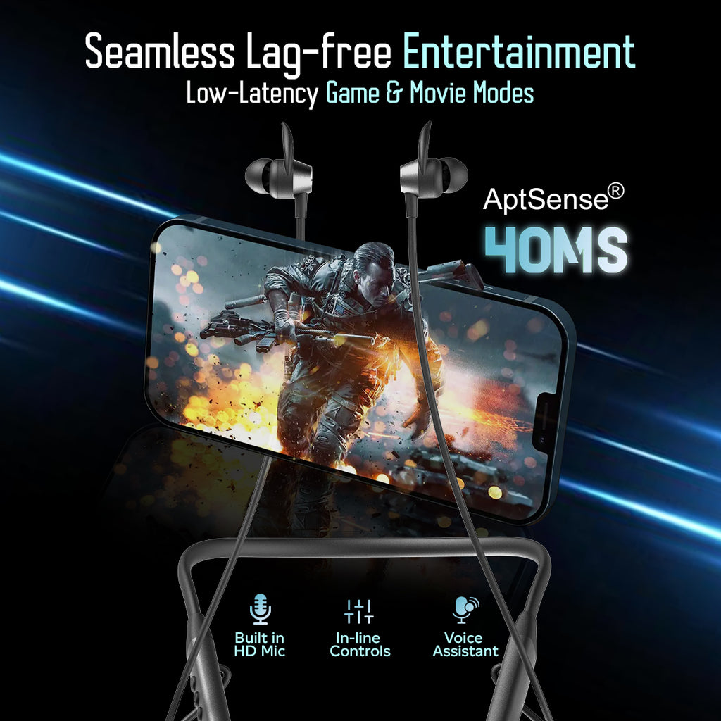 PTron Tangent Sports, BT5.2 Headphone, HD Mic, Dual Device Pairing, in ...