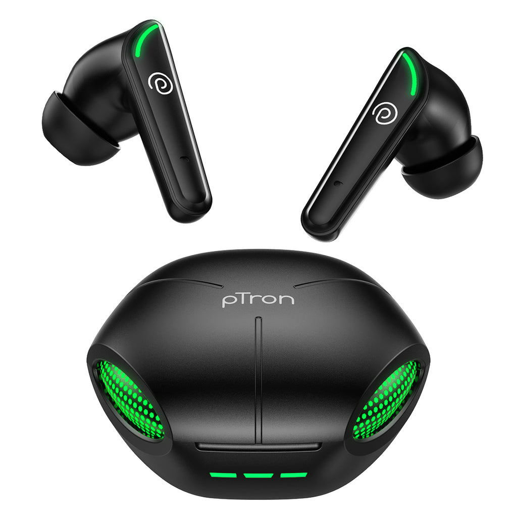 pTron Bassbuds Viper Gaming TWS Earbuds (Black) - pTron India