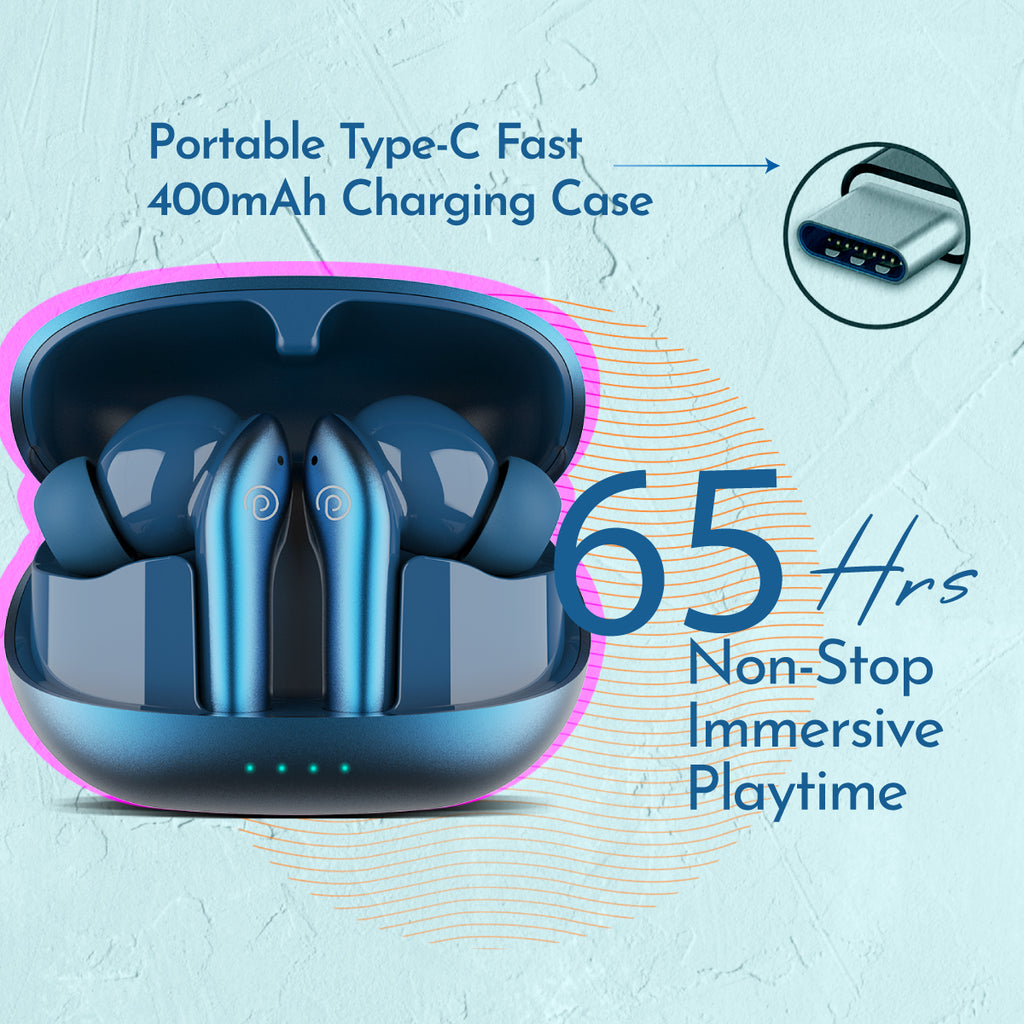 pTron Zenbuds Evo X1 Pro In-Ear TWS Earbuds with Quad Mic (Blue ...