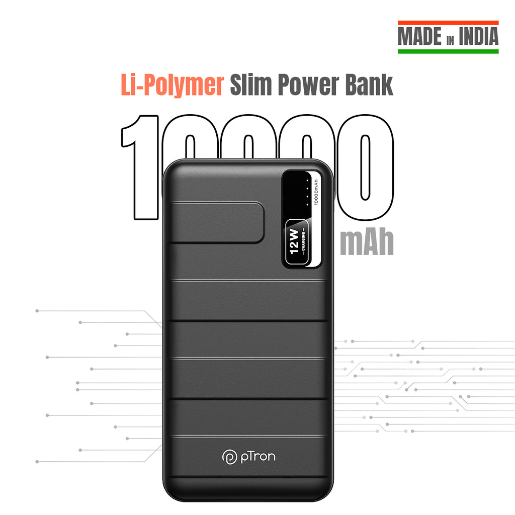 pTron Dynamo Nitro 10000mAh 12W Fast Charging Power Bank (Black ...