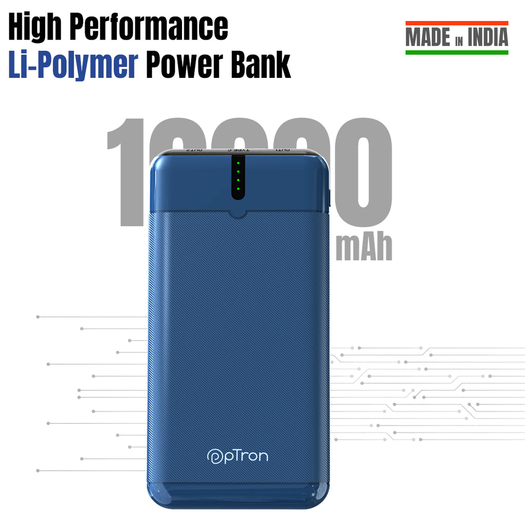 pTron Dynamo Nergy 10000mAh 22.5W Fast Charging Power Bank (Blue ...