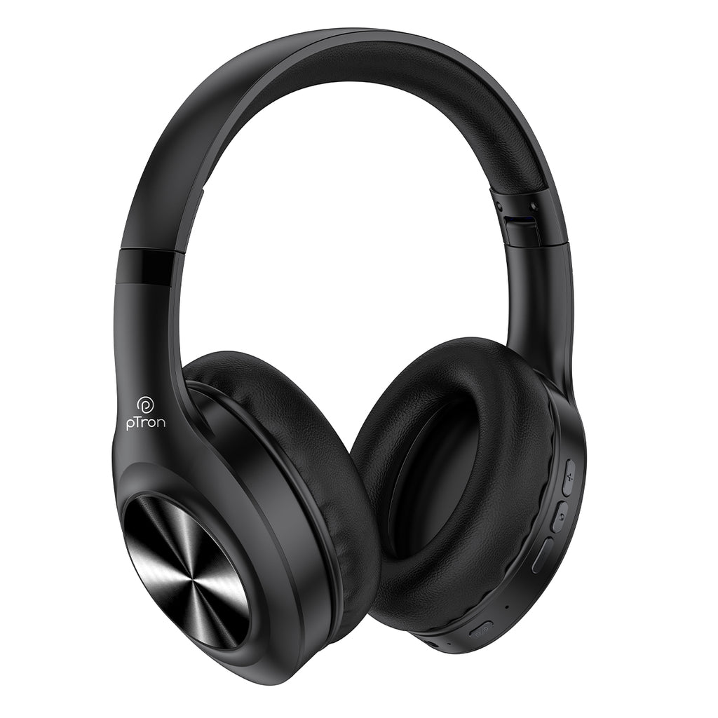 pTron Studio Pro Over-Ear BT5.3 Headphones (Black) - pTron India