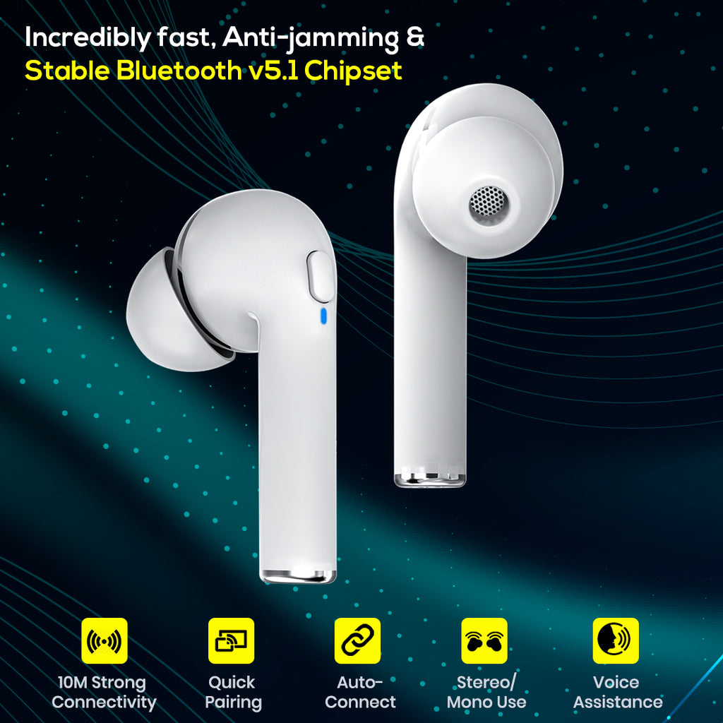 pTron Bassbuds Vista In-Ear TWS Earbuds, HD Mic for Clear Calls, Immer ...