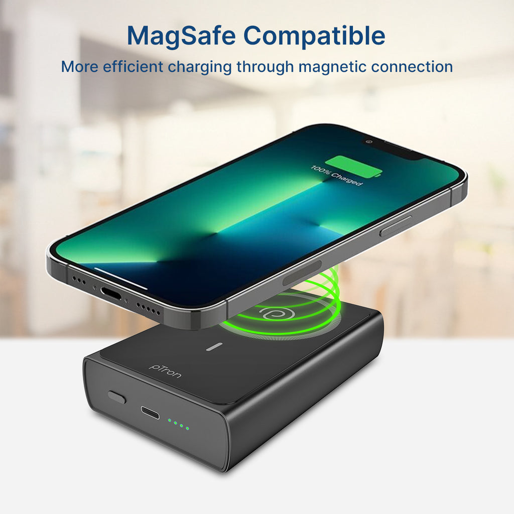 pTron Dynamo Fuel 20000mAh 15W Magnetic Wireless Power Bank w/ 20W Fas ...