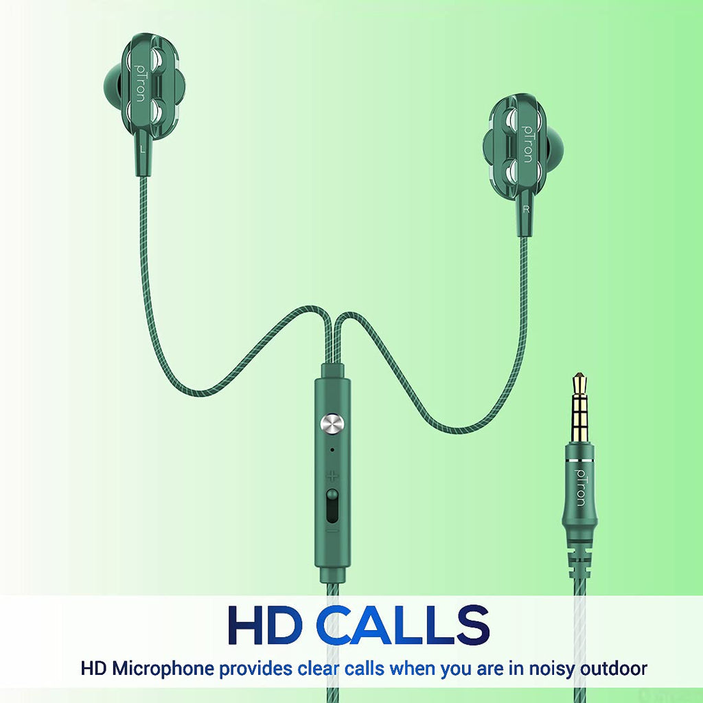 pTron Boom Ultima Dual Driver, in-Ear Gaming Wired Headphones with Mic ...