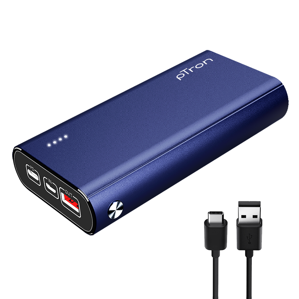 pTron Dynamo Zip 20000mAh Power Bank, 18W Fast Charge Type-C, Sturdy D ...