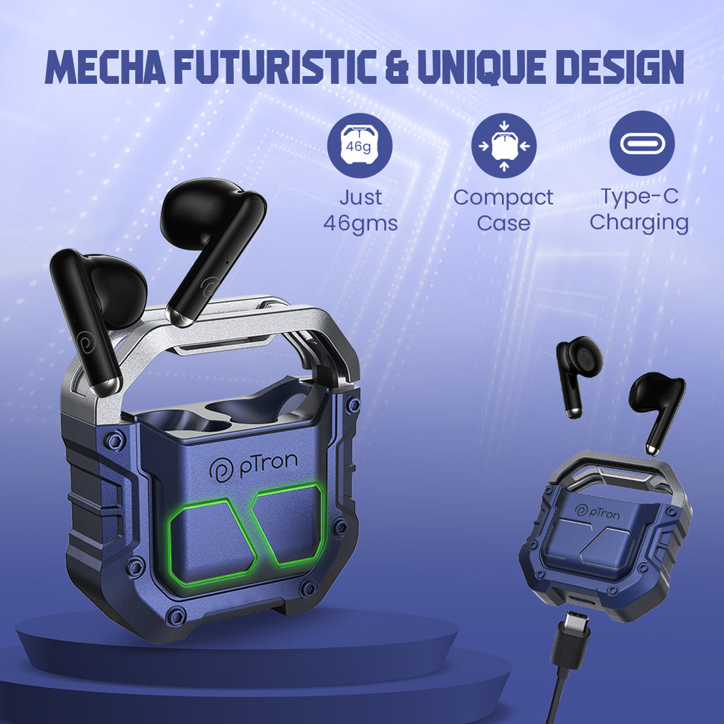 pTron Bassbuds Xtreme In-Ear Wireless Headphone with 32Hrs Playtime, B ...